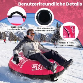 Costway Nafukovací zimní pneumatika s tažnou šňůrou a rukojetí Snowtube – růžový