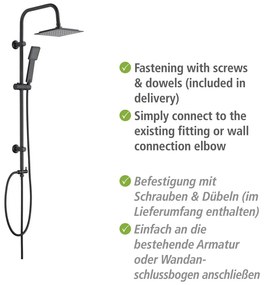 Matně černý sprchový set z nerezové oceli 101 cm Cuadro – Wenko