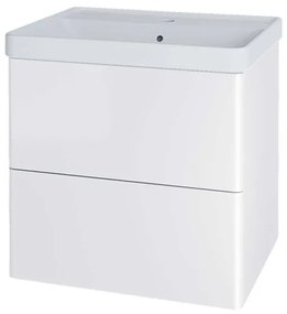 Mereo, Siena, koupelnová skříňka s keramickým umyvadlem 61 cm, bílá lesk CN410