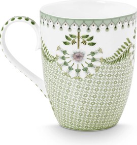 Pip Studio Lily &amp; Lotus hrnek 350ml, zelený (Porcelánový hrnek)