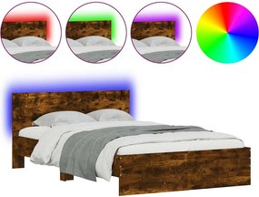 Rám postele s čelem a LED osvětlením kouřový dub 120 x 200 cm 3207620