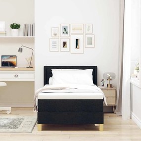 Postel s boxspringem s matrací s čelo Černý 200 x 90 cm textil 3341211