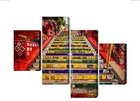 Vícedílný obraz Schody Selaron V Historickém Centru Rio De Janeira Nedostatek Nedostatek Přírodní plátno 120x75