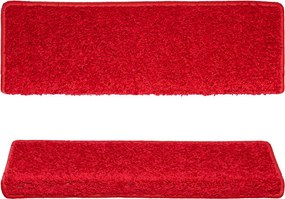 Schodové rohože 15 ks 65 x 21 x 4 cm červené s obdélníkovým okrajem 134582