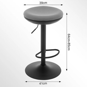 WOLTU 2 Barové židle – sada 2 ks, výškově nastavitelné, otočné, šedé