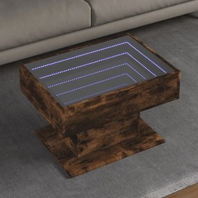 Konferenční stolek s LED kouřový dub 70 x 50 x 45 cm kompozit