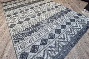 HU Šedý moderní pruhovaný koberec Boho 881-S Rozměr: 60x100 cm