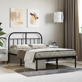 Kovový rám postele s čelem černý 120 x 190 cm