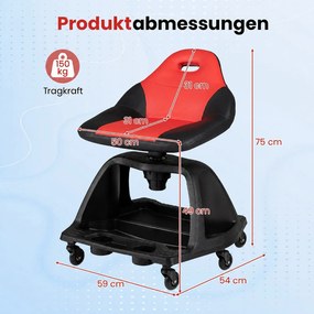 Costway Dílenská stolička 360° Otočná rolovací stolička s opěradlem, přihrádkami