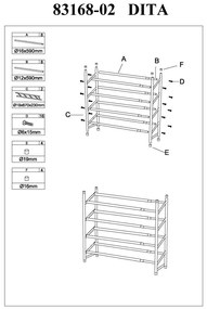Kondela 4-řadový nastavitelný botník, chrom, DITA