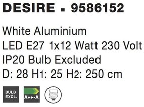 Nova Luce Závěsné svítidlo DESIRE, E27 1x12W Barva: Bílá
