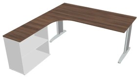 Sestava stolu a skříně pravá 180 cm - Hobis Flex FE 1800 H P Dekor stolové desky: ořech, Barva nohou: Stříbrná