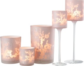 2ks růžový a modrý skleněný svícen na čajovou svíčku Sakura - Ø 7*8 cm