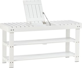 HOMCOM Botník, 3-úrovňový Dřevěný Botník s Úložnou Policí a Skrytým Prostorem, Lavice do Předsíně, Ložnice, 90 x 29 x 45 cm, Bílá | Aosom
