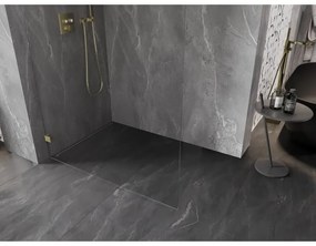 Mexen Lunar sprchová stěna levá 150 x 200 cm, 8mm čiré sklo, zlatá matná, 830-150-000-55-00-L