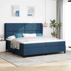 Postel s boxspringem s čelo Modrá 200 x 200 cm textil 3340654