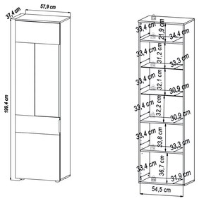 Obývací stěna Milan, dub artisan/šedá, s osvětlením