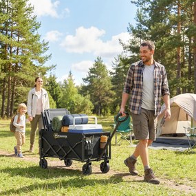 Ruční vozík 60L Skládací ruční vozík Zahradní vozík Přepravní vozík s teleskopickou rukojetí Zadní dveře Držák na pohár