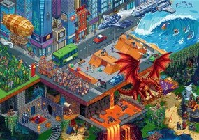 TREFL Puzzle Pixelové město / 1000 dílků / 68 x 48 cm