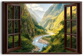 3D obraz okno horská řeka Velikost (šířka x výška): 120x80 cm