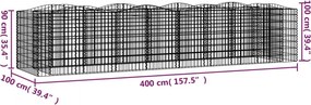 Klenutý gabion vyvýšený záhon 400x100x100 cm pozinkované železo 153555