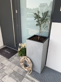 Hranatý květináč BLOCK, sklolaminát, výška 80 cm, beton design