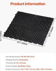 Drenážní rohož Modulární zámkový polštář 39,9 × 39,9 cm odvodňovací dlaždice