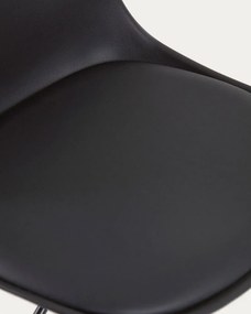 Matně černá barová židle s nastavitelnou výškou z imitace kůže (výška sedáku 60 cm) Orlando-T – Kave Home