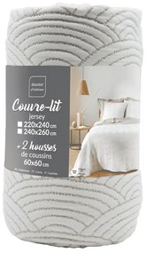 Bílý/béžový set přehozu a povlaku na polštář jersey 220x240 cm Cassandra – douceur d'intérieur