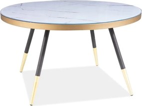Konferenční stolek Vegas 80 cm bílý mramor/černý
