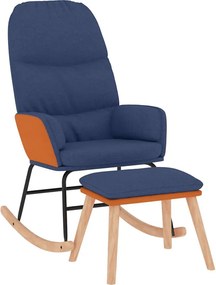 Houpací křeslo se stoličkou modré textil 3097405