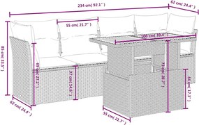 5dílná zahradní sedací souprava s poduškami černá polyratan 3270663