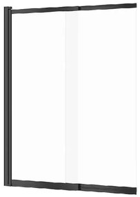 Cersanit Larga - Vanová zástěna, dvoudílná, 116x140 cm, černá/čiré sklo S932-142