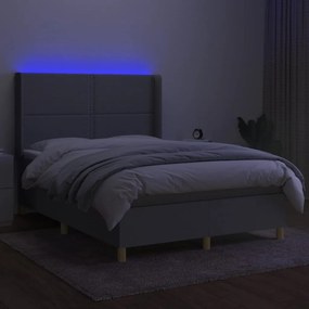 Box spring postel s matrací a LED světle šedá 140x190 cm textil 3138789