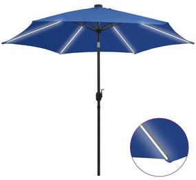 Slunečník Saxa s LED světly - hliníková tyč - azurově modrý | 300 cm