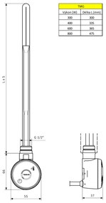 Sapho Wicher topná tyč s termostatem 800 W bílá 600.206.4