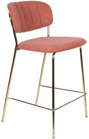 OnaDnes -20% White Label Růžová látková barová židle WLL Jolien 65 cm