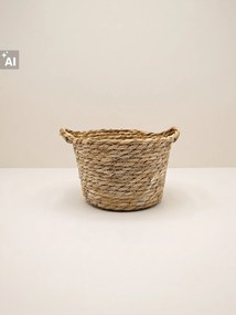 Sinsay - Pletený úložný koš s uchy - béžová