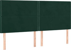 Box spring postel s matrací a LED tmavě zelená 200x200 cm samet 3136086