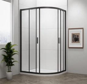 Polysan Polysan, EASY BLACK čtvrtkruhová sprchová zástěna 900x800mm, L/R, číré sklo, EL2815B