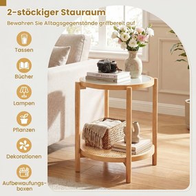 Costway Konferenční stolek ve stylu boho se skleněnou – 47,5 × 47,5 × 58 cm