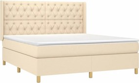 Box spring postel s matrací krémová 160x200 cm textil 3132246