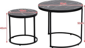 Velaco Set 2 konferenčních stolků TIG-1 60, imitace černého mramoru/černá