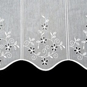 Olzatex voálová vitrážová záclona ANIKA vyšívané květy, bílá, výška 45cm (v metráži)