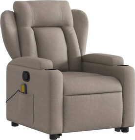 Zvedací masážní polohovací křeslo taupe textil 3204502