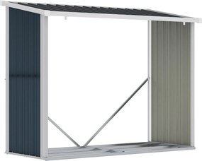 Outsunny Galvanizovaný Ocelový Přípravek na Dřevo se Šikmou Střechou pro Zahradní Terasu Exteriér 185x84x133,5/148,5 cm Šedý