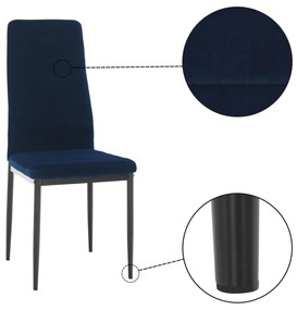 Kondela Židle, modrá, velvet látka / černý kov, COLETA NOVA