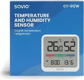 CT-01/W bílá / Teploměr a vlhkoměr / LCD displej / hodiny a datum / ma
