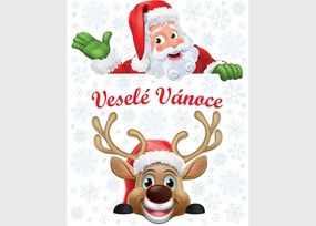 Vánoční samolepka na okna Santa Rudolf | 32.7 x 48.7 cm | DEDC8911