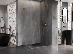 Mexen Lunar-B L výklopný sprchový kout pravý 90 x 80 cm, čiré sklo, měděná matná, 832L-090-080-65-00-P